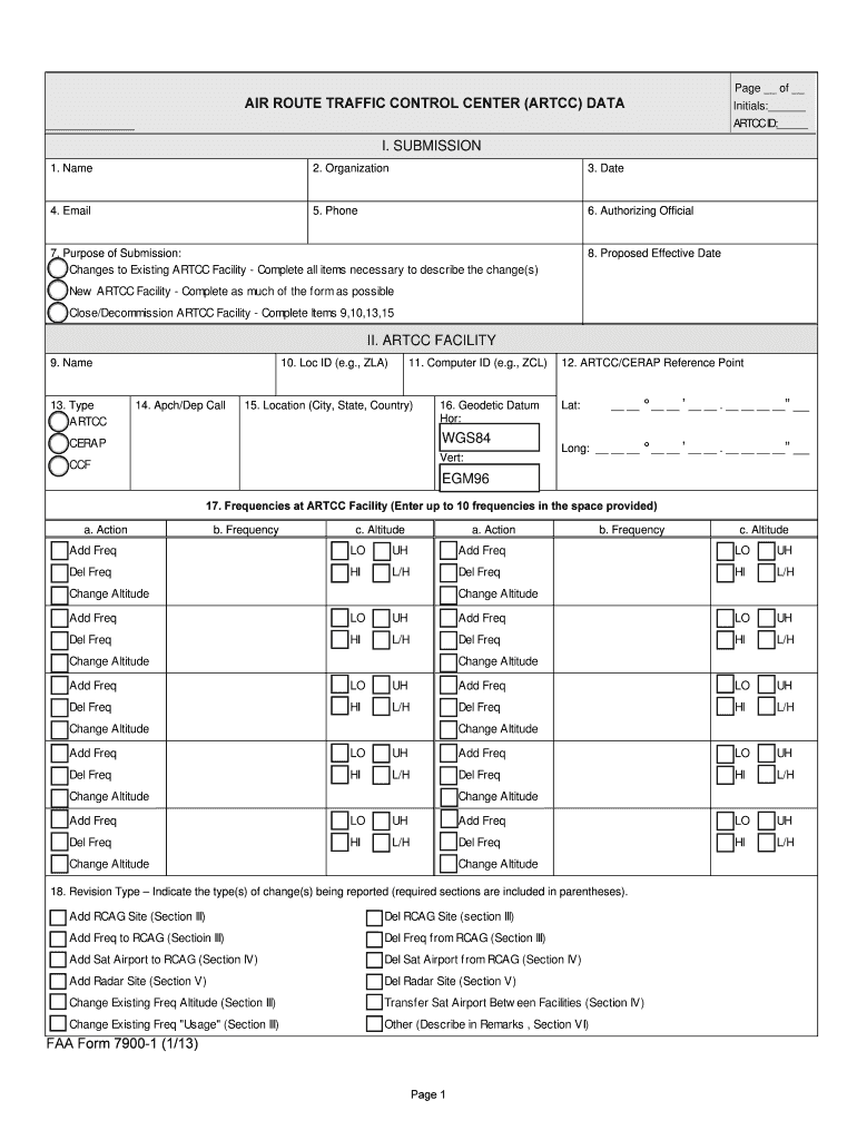 Fillable Online Air Route Traffic Control Center (ARTCC) Data Fax Email ...