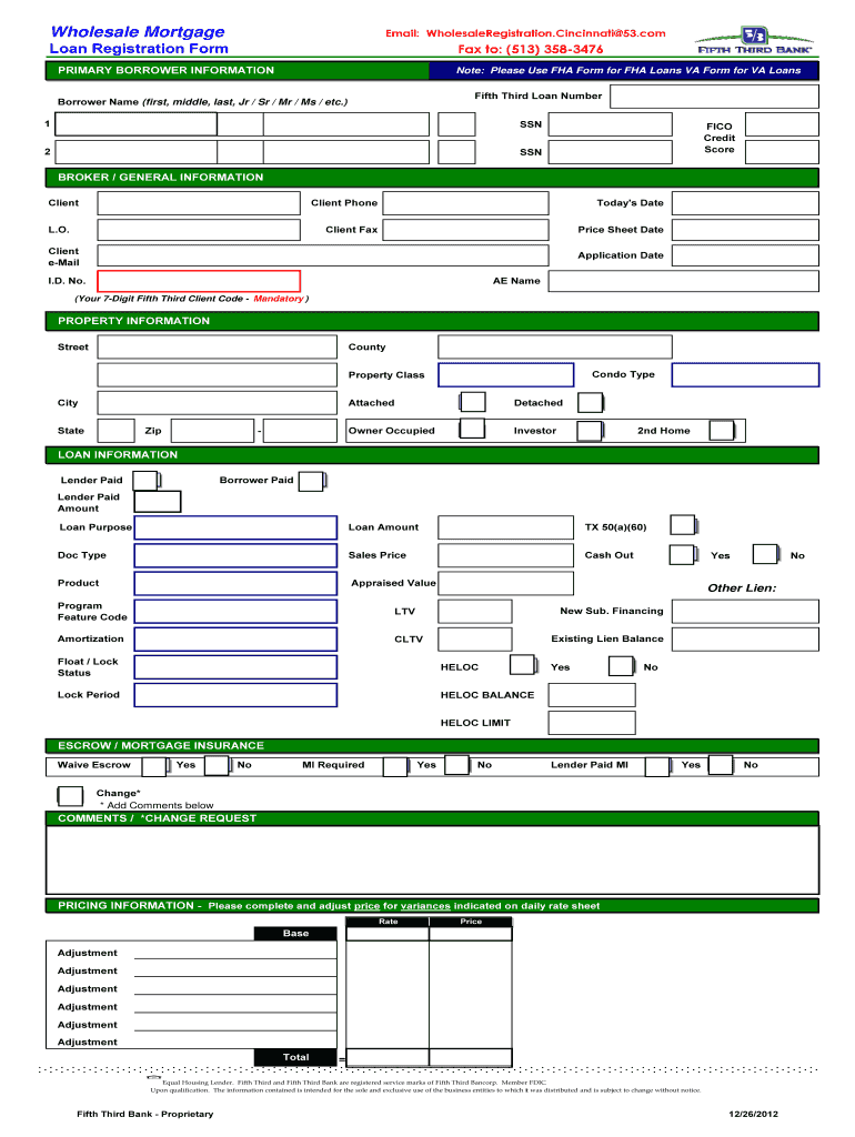 Fillable Online Loan Registration Form Fax Email Print - pdfFiller