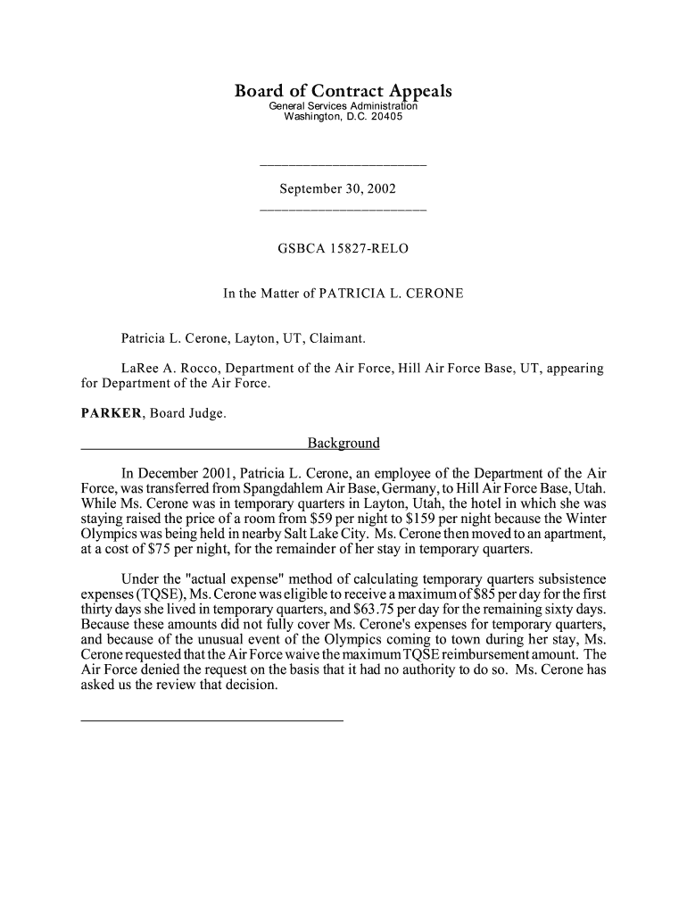 Cerone, Layton, UT, Claimant - gsbca gsa: Fill out & sign online | DocHub