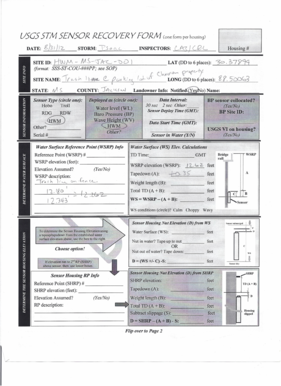 Fillable Online USGSSTM SENSOR RECOVERY FORM (one (orm per housing) Fax ...