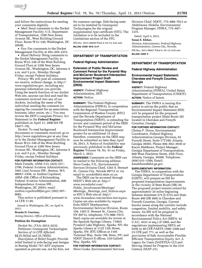 Fillable Online Federal Register / Vol. 78, No. 70 / Thursday, April 11 ...