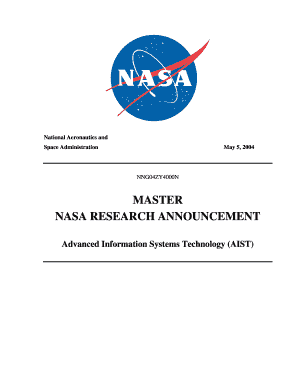 Fillable Online esto nasa NASA ROSES-18 Amendment 57: New Proposal Due ...