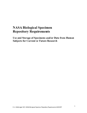 Fillable Online irb nasa NASA Biological Specimen Repository ...