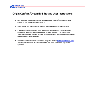 Fillable Online Origin Confirm/Origin IMB Tracing User Instructions ...