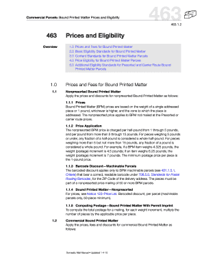 Fillable Online DMM 463 Bound Printed Matter Prices and Eligibility for ...