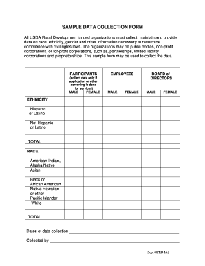 Fillable Online rurdev usda SAMPLE DATA COLLECTION FORM - USDA Rural ...