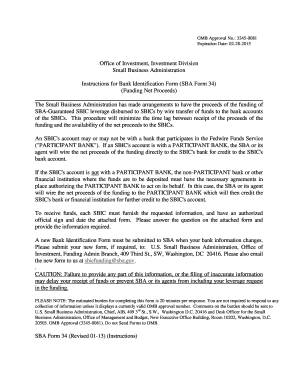 Fillable Online sba SBA From 34 Rev 01-13. SBA Notice - Information ...