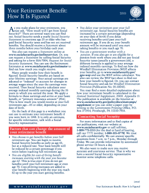 Fillable Online ssa Your Retirement Benefit How it is figured - Social ...