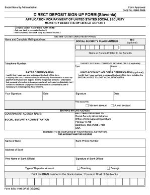 Fillable Online secure ssa direct deposit for ss for slovenia form Fax ...