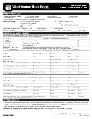 PERSONAL CREDIT CARD APPLICATION - Washington Trust Bank - Fill and ...