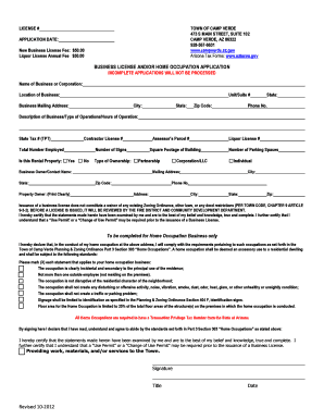 Fillable Online campverde az Business License Application (Form) - Camp ...
