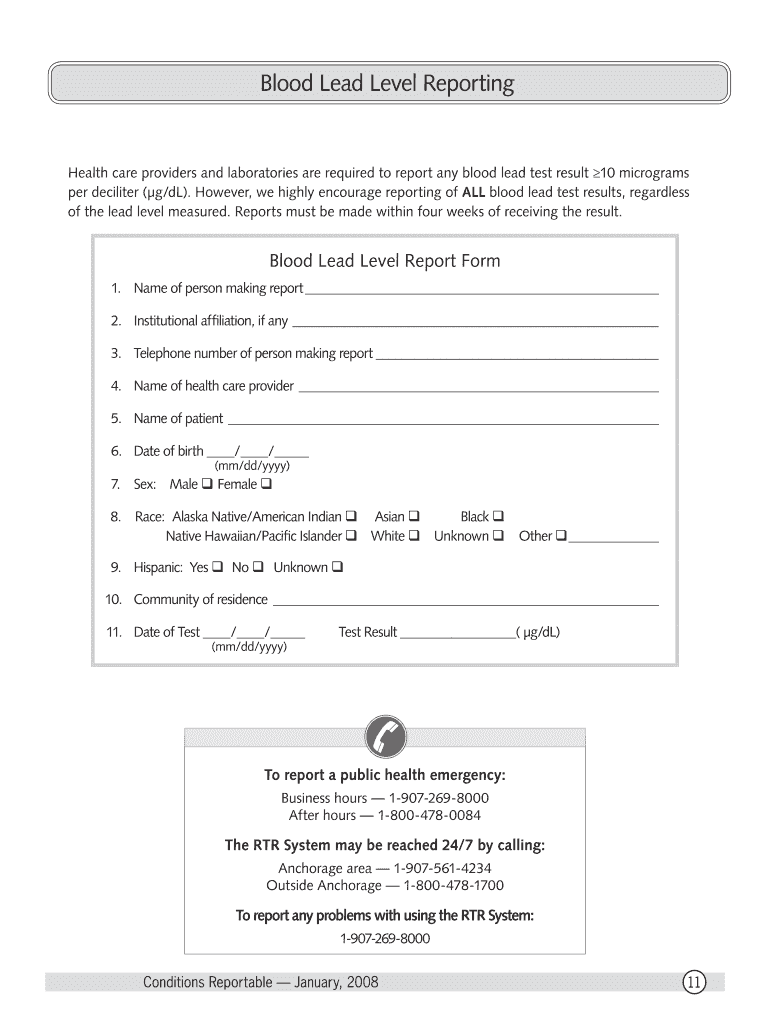 Fillable Online Blood Lead Level Report Form Fax Email Print - pdfFiller