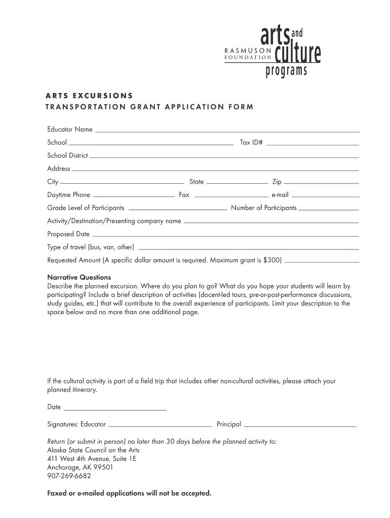 Fillable Online Arts Excursion Guidelines Fax Email Print - pdfFiller