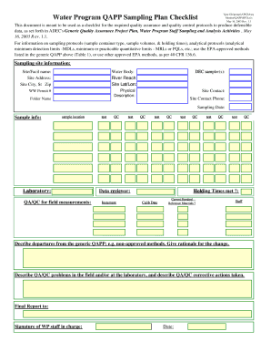 Fillable Online dec state ak QAPP Checklist for Water Sampling - dec ...