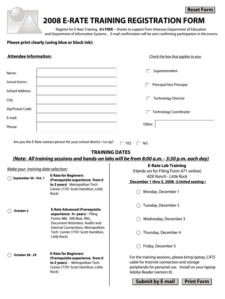 2008 E-RATE TRAINING REGISTRATION FORM: Fill out & sign online | DocHub