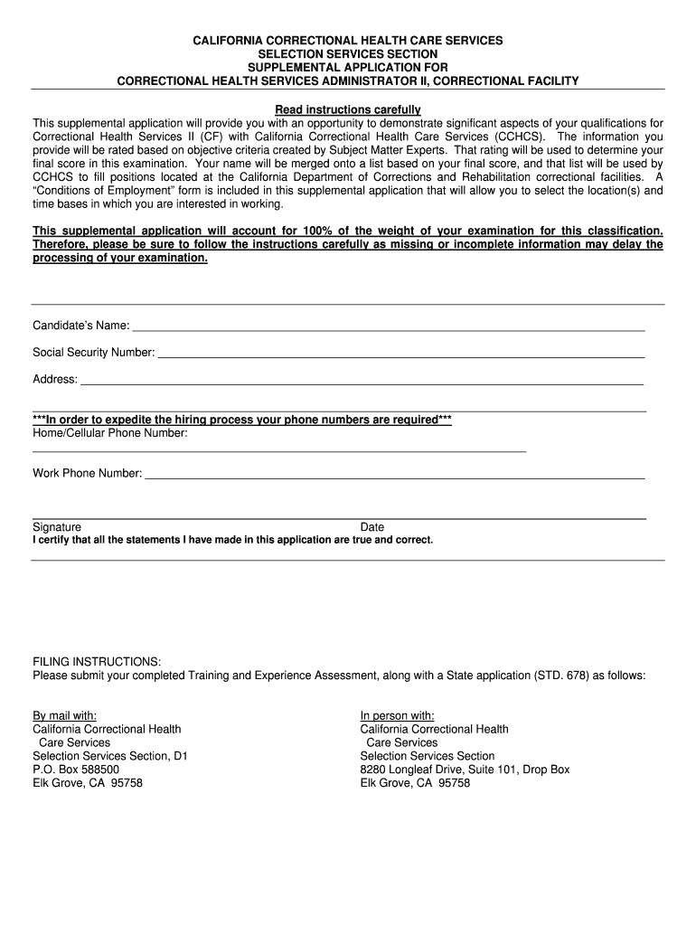 CORRECTIONAL HEALTH SERVICES ADMINISTRATOR II, CORRECTIONAL FACILITY ...