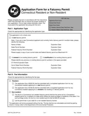 Fillable Online ct Application For A Falconry Permit - CT.gov - ct Fax ...