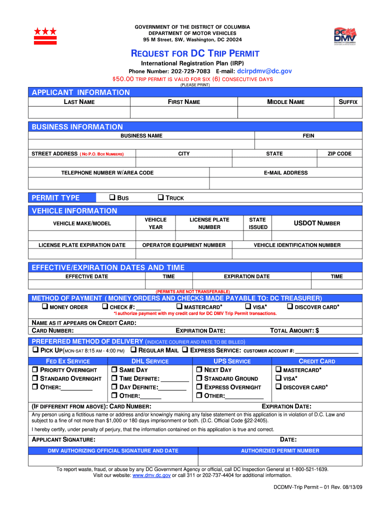 Printable Washington State Trip Permit Template Printable Templates
