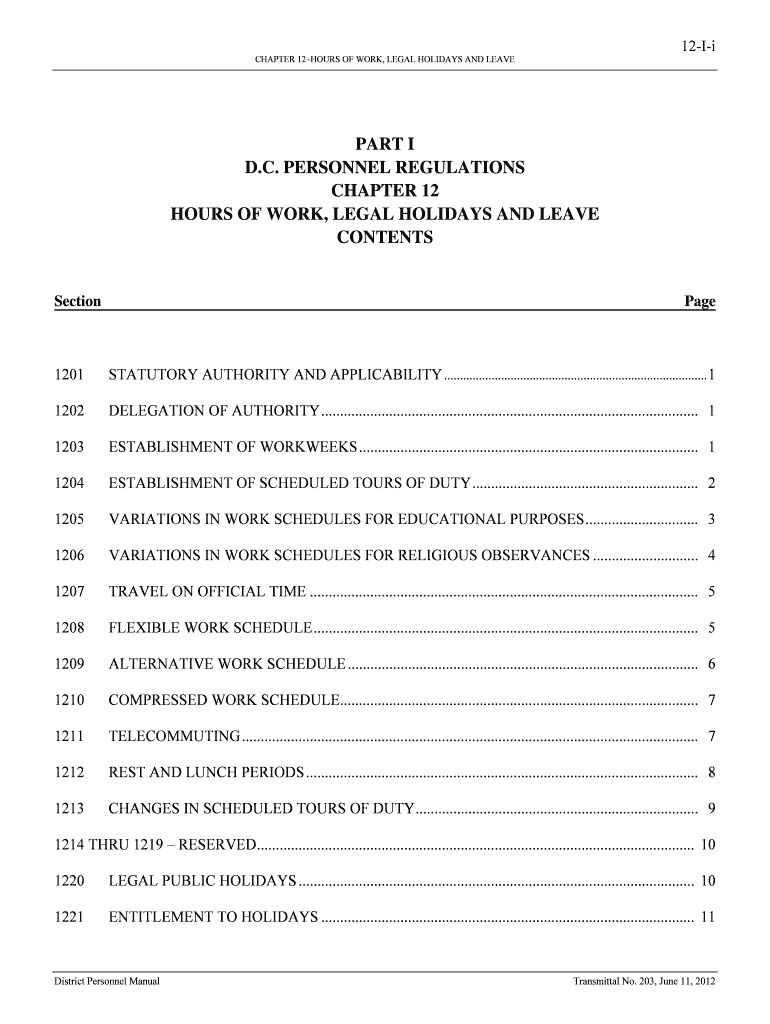 Fillable Online CHAPTER 12–HOURS OF WORK, LEGAL HOLIDAYS AND LEAVE Fax ...