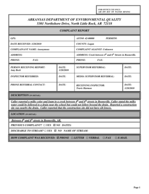 Fillable Online adeq state ar FOR OFFICE USE ONLY AIR HW RST SW WATER ...