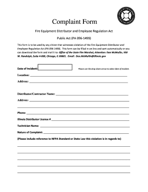Fillable Online sfm illinois Complaint Form - The Office of the ...