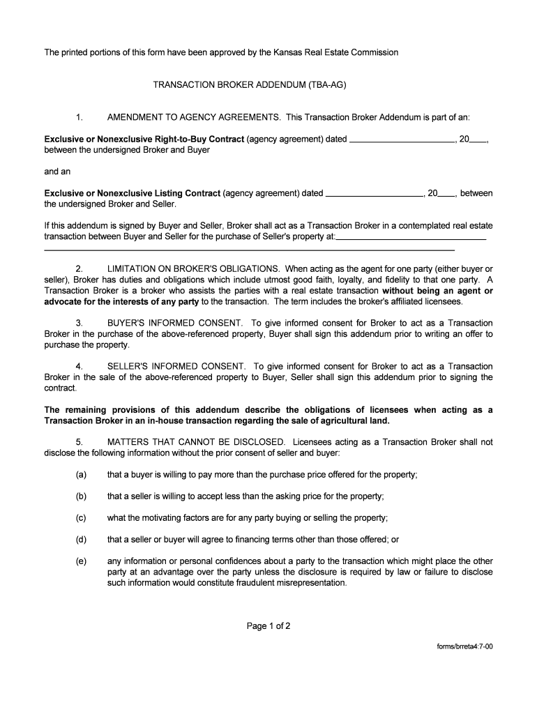 Fillable Online Transaction Broker Addendum Fax Email Print - pdfFiller