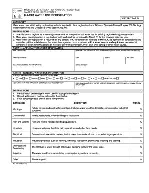 Fillable Online dnr missouri Major water use registration form - Missouri Department of Natural ...