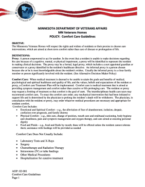 Fillable Online Comfort Care Guidelines - Intranet Home Page ...