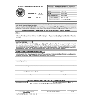 Fillable Online doa louisiana STATE OF LOUISIANA INVITATION FOR BID ...