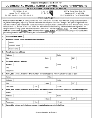 Fillable Online Updated Registration Form for COMMERCIAL MOBILE RADIO ...