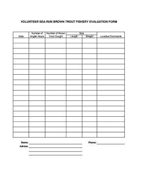 Fillable Online Volunteer sea-run brown trout fishery evaluation form ...