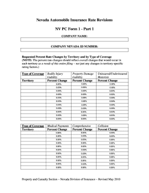 Fillable Online doi nv Nevada Automobile Insurance Rate Revisions NV PC ...