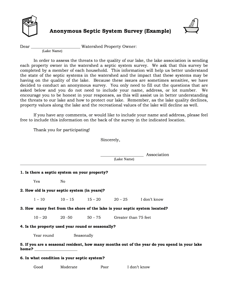 Fillable Online Anonymous Septic System Survey Fax Email Print - pdfFiller