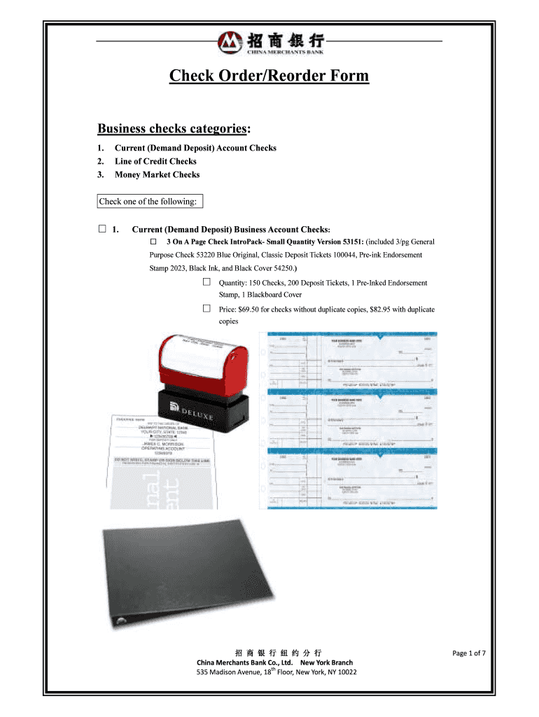 Fillable Online Order and Reorder Business Checks Fax Email Print ...