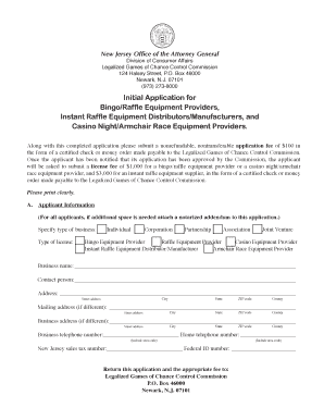 Fillable Online state nj Initial Application for Bingo/Raffle Equipment ...
