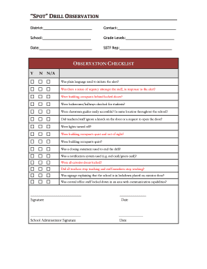 Fillable Online education state nj Unannounced Drill Observation Form ...