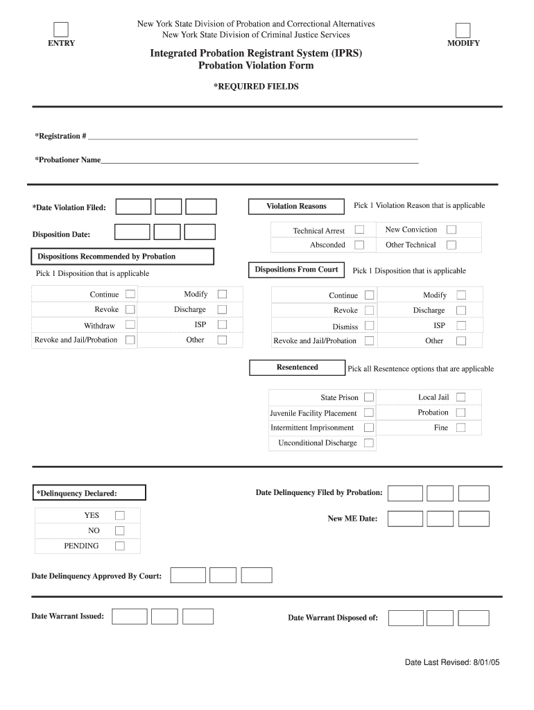 NY IPRS Probation Violation Form 2005 2022 Complete Legal Document NY IPRS Probation Violation Form 2005 2022 Complete Legal Document