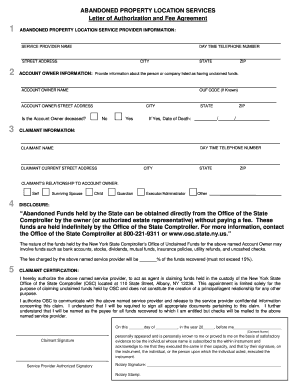 Fillable Online osc state ny Letter of Authorization and Fee Agreement ...