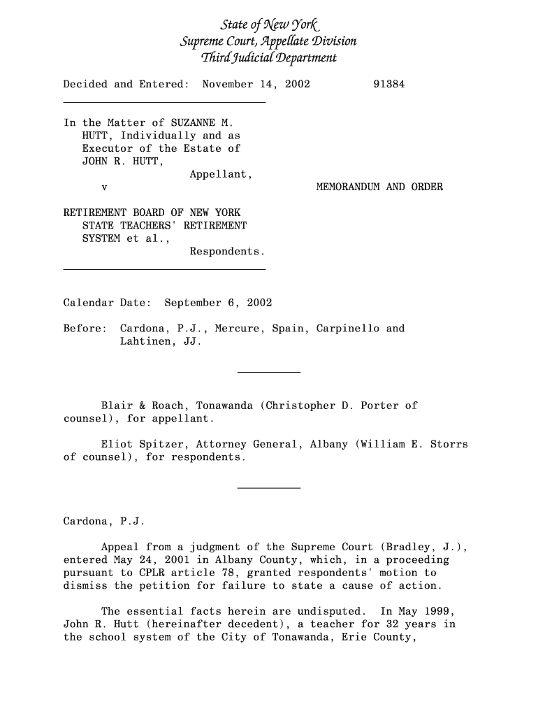 State of New York Supreme Court, Appellate Division Third Judicial ...