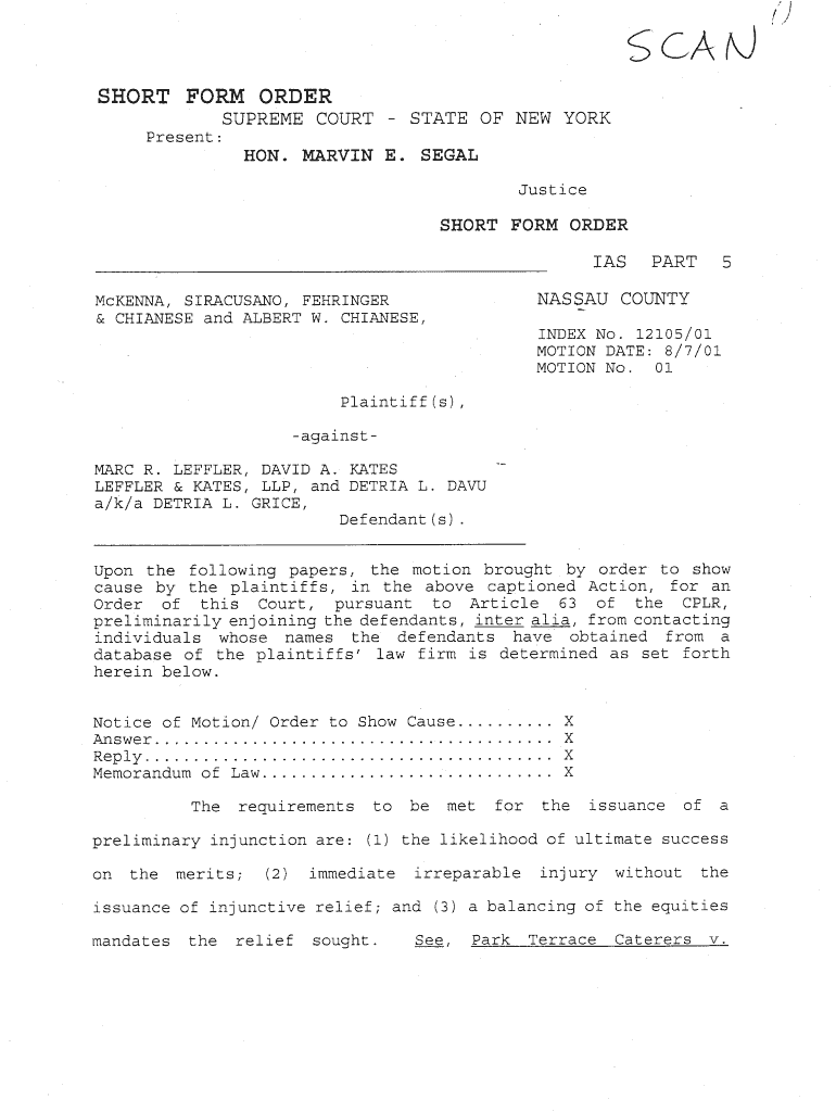 Fillable Online SUPREME COURT - STATE OF NEW YORK Fax Email Print ...