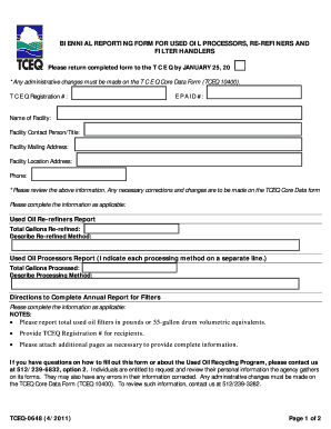 Fillable Online tceq state tx BIENNIAL REPORTING FORM FOR USED OIL ...
