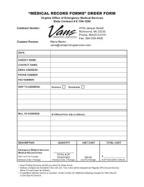 Fillable Online vdh virginia EMS Medical Record Order Form Fax Email ...