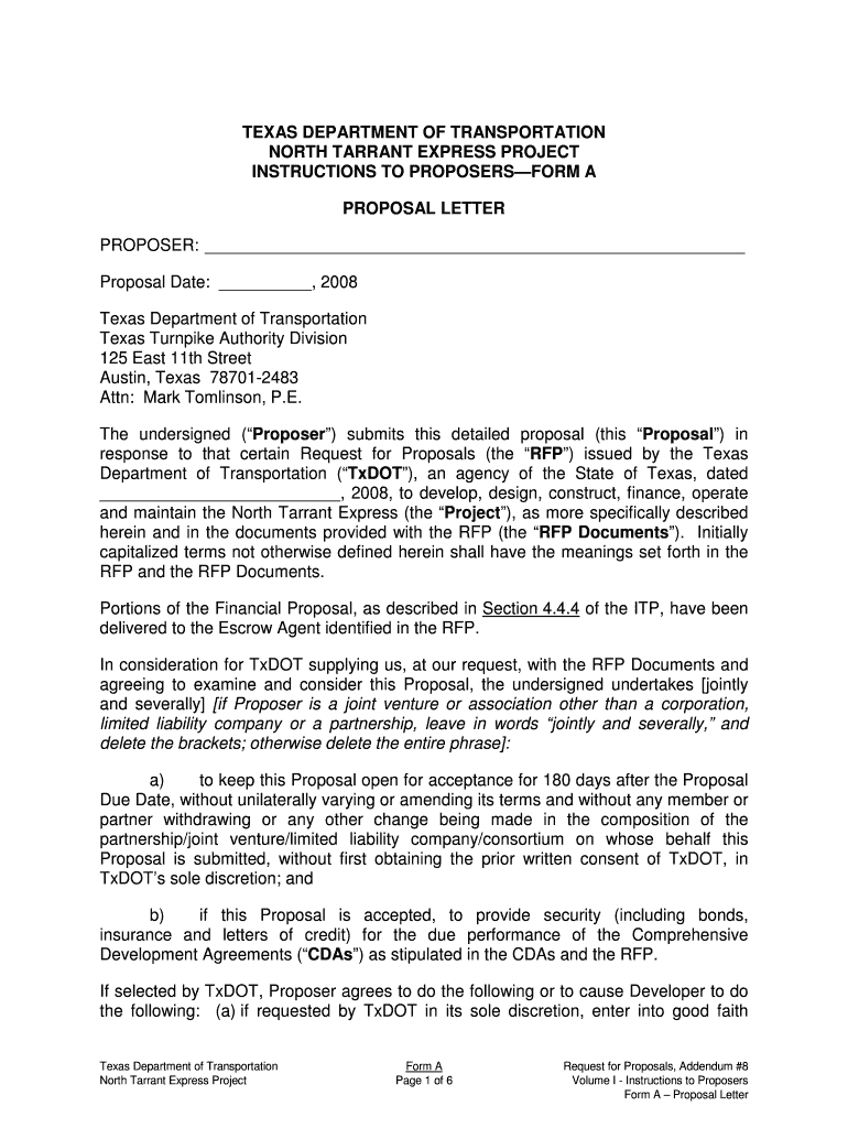 Fillable Online Instructions to Proposers—Form A Fax Email Print ...