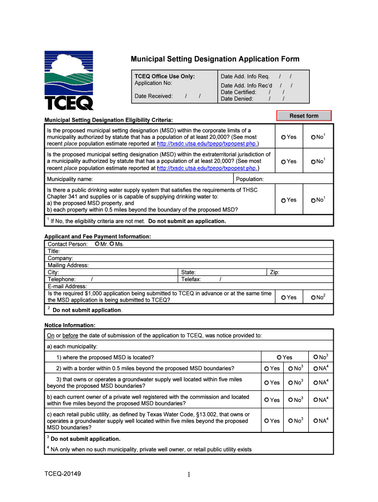 Fillable Online Texas Commission on Environmental Quality Municipal ...