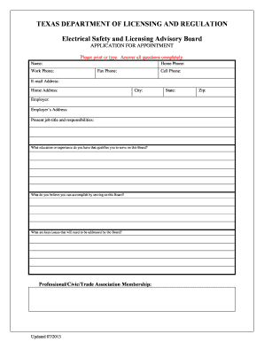 Fillable Online license state tx Electrical Safety and Licensing ...