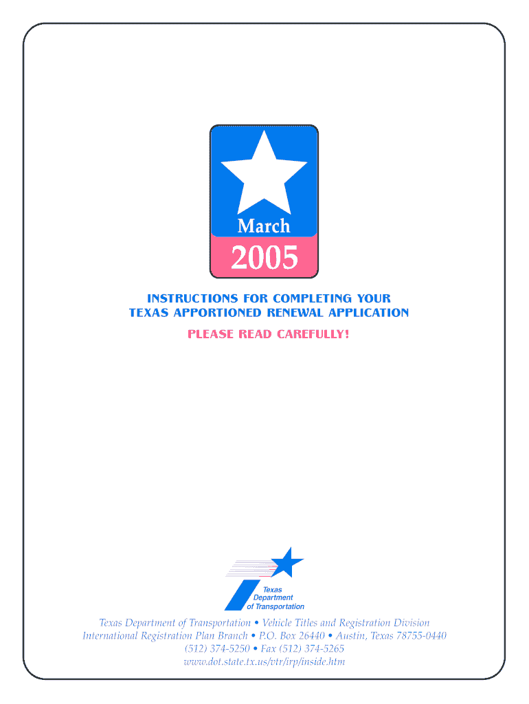 Fillable Online Instructions for Completing Your Texas Apportioned ...