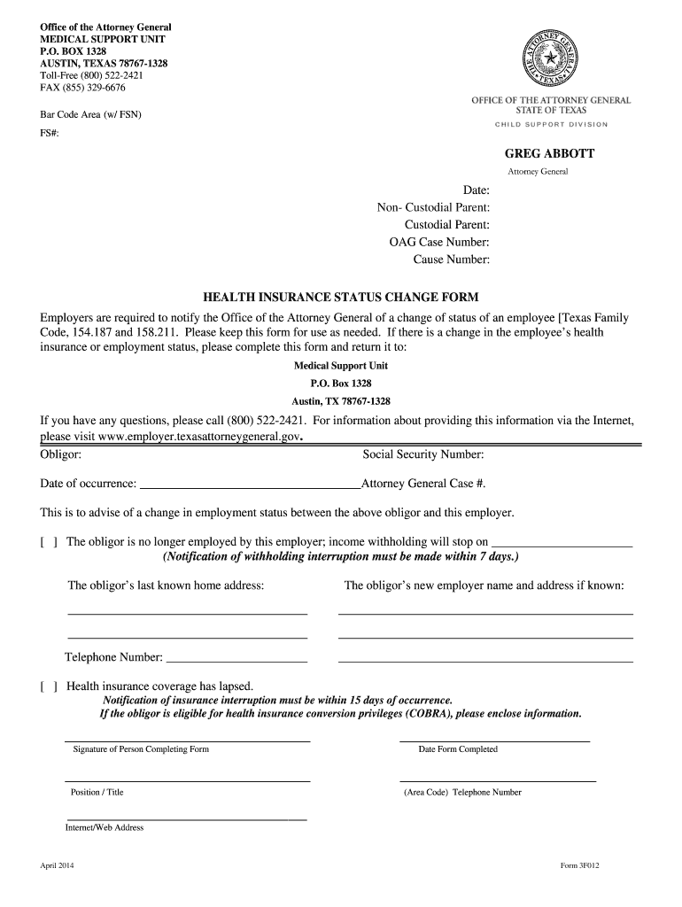 2014 TX Form 3F012 Fill Online Printable Fillable Blank PdfFiller