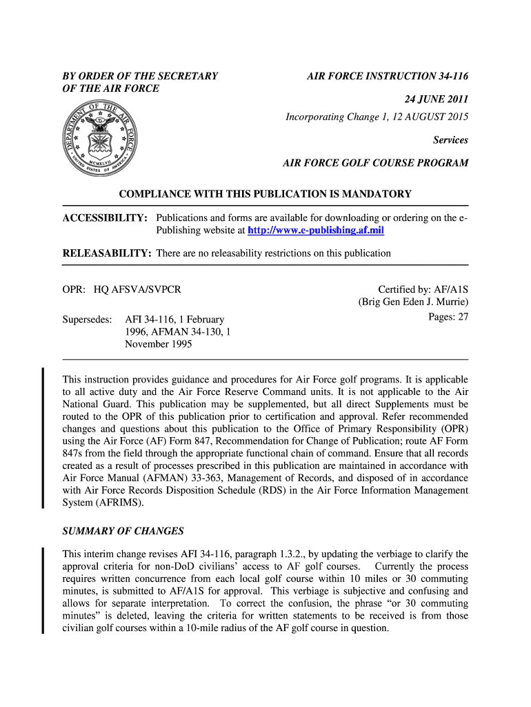 Fillable Online AIR FORCE GOLF COURSE PROGRAM Fax Email Print - pdfFiller