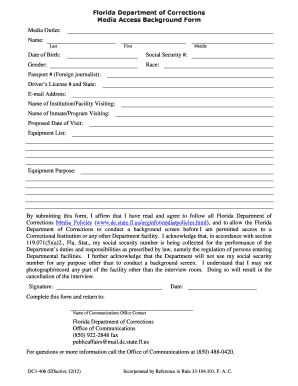 Fillable Online dc state fl Michigan department of corrections visitor ...