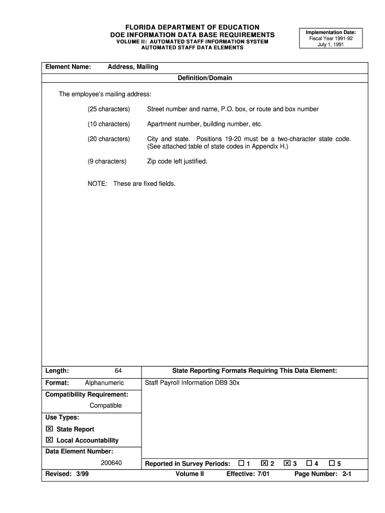 Fillable Online fldoe DOE INFORMATION DATA BASE REQUIREMENTS - fldoe ... Fillable Online fldoe DOE INFORMATION DATA BASE REQUIREMENTS - fldoe ...